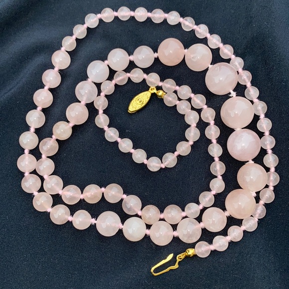 Jewelry | Rose Stone Beaded Necklace Polished Pink | Poshmark